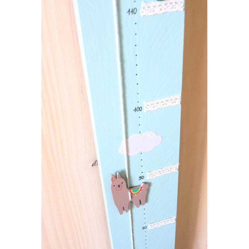 Toise en bois - thème lama et cactus